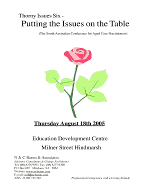 Fillable Online Thorny Issues Six - Putting the Issues on the Table Fax ...