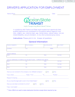 Fillable Online DRIVERS APPLICATION FOR EMPLOYMENT - Ocean Fax Email ...