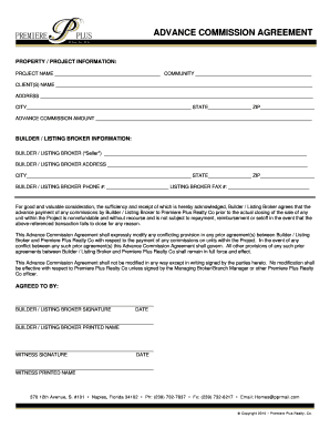 Fillable Online ADVANCE COMMISSION AGREEMENT V2.doc Fax Email Print ...