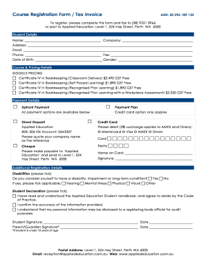 Fillable Online appliededucation edu certiv-bookkeeping-registration ...