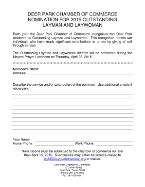 Fillable Online deerparkchamber LAYMAN AND LAYWOMAN Fax Email Print ...