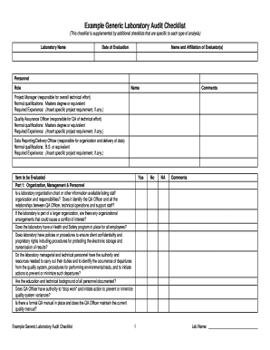 Fillable Online gabber Example Generic Audit Checklist. Generic Audit ...
