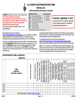 Fillable Online harmonymembers ALL-EVENTS PASS REGISTRATION FORM ...
