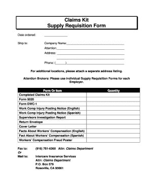 Fillable Online Claim Supply Requisition bFormb Fax Email Print - pdfFiller