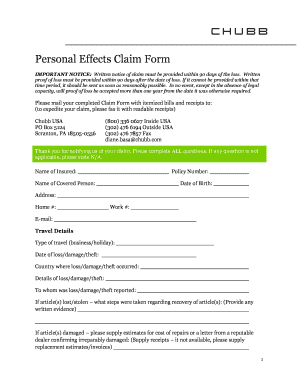 Fillable Online ucop BLossb of Personal Effects and Money Claim Form ...