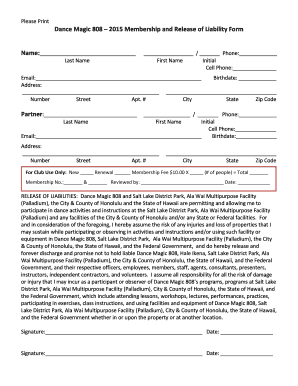 Fillable Online Dance Magic 808 2015 Membership and Release of ...
