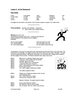 Fillable Online Lesson 3 - At the Restaurant Fax Email Print - pdfFiller