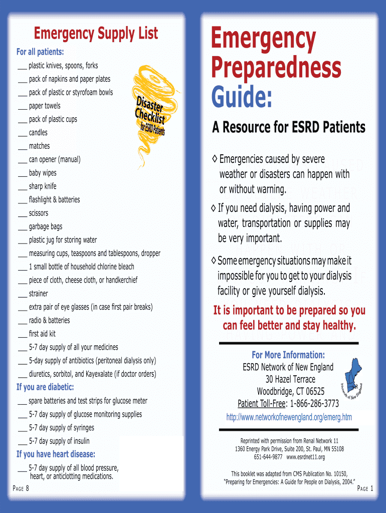 Fillable Online Emergency Preparedness Guide: Emergency Supply List For ...