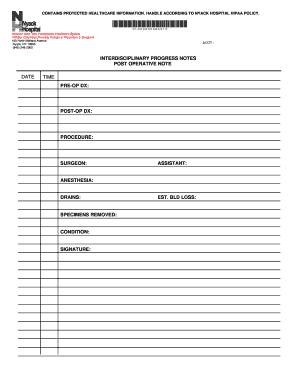 Fillable Online IPOC Post Operative Note Fax Email Print - pdfFiller