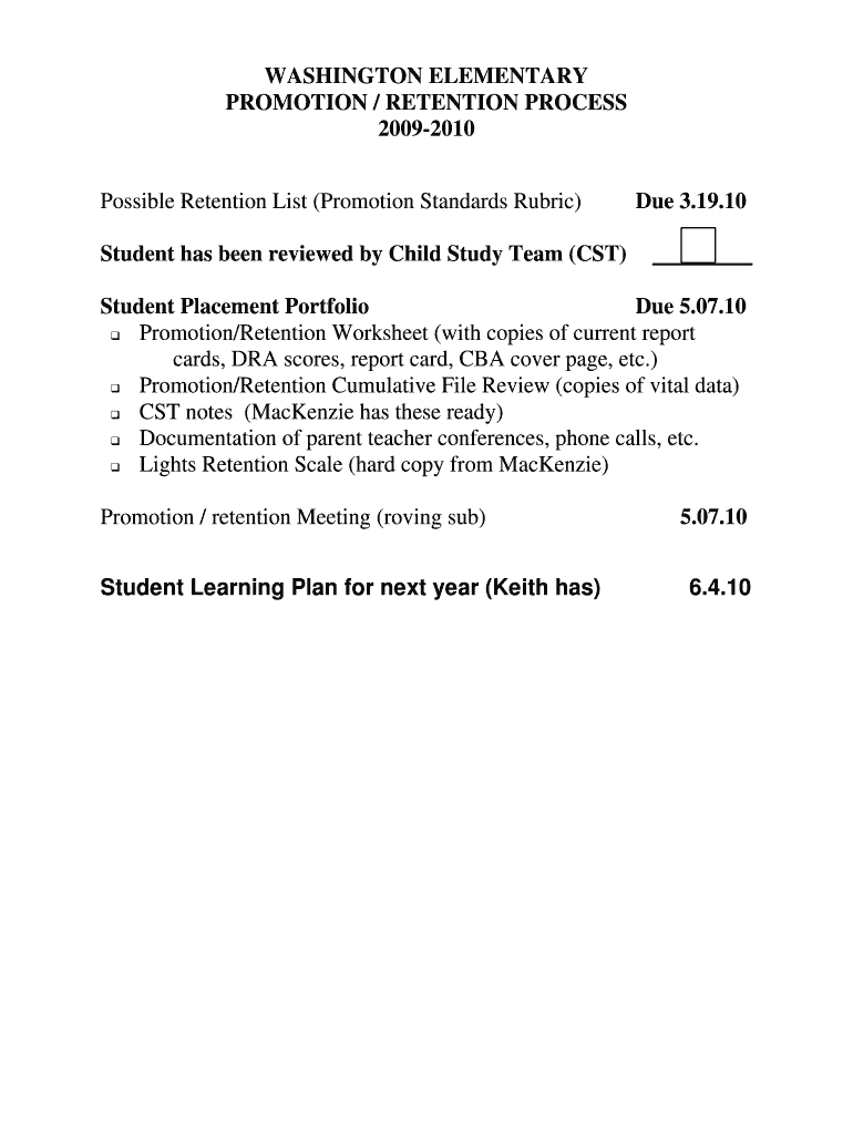 Fillable Online wash wsd wednet WASHINGTON ELEMENTARY PROMOTION ...