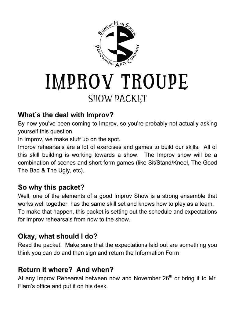 Fillable Online bhs-pac IMPROV TROUPE - bhs-pac Fax Email Print - pdfFiller