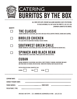 Fillable Online BURRITOS BY THE BOX Fax Email Print - pdfFiller