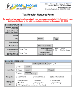 Fillable Online Tax Receipt Request Form - calgaryclosertohomecom Fax Email Print - pdfFiller