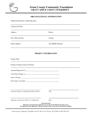 Fillable Online grantccf Coversheet - Grant County Community Foundation - grantccf Fax Email ...