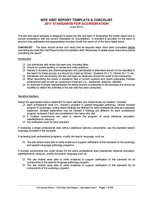 Fillable Online SITE VISIT REPORT TEMPLATE & CHECKLIST Fax Email Print ...