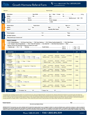 Fillable Online Growth Hormone Referral Form-1505GHRF01 Fax Email Print ...