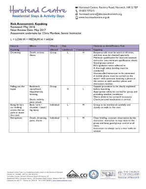 Fillable Online Risk Assessment Kayaking Fax Email Print - pdfFiller