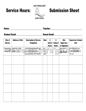 Fillable Online saint-michael Service Hours: Submission Sheet - Saint ...