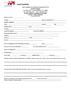 Fillable Online Alice - APPLICATION - Collegedoc Fax Email Print ...