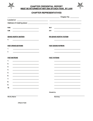 Fillable Online hawaiiphaeasternstar CHAPTER CREDENTIAL REPORT - Fax ...
