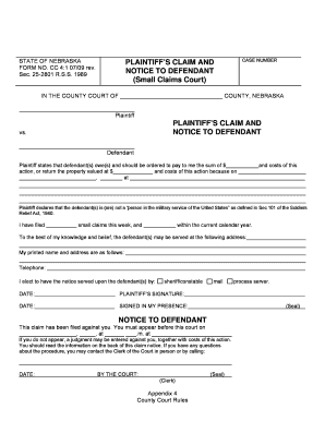 Fillable Online NOTICE TO DEFENDANT - bmaryellislawbbcomb Fax Email ...