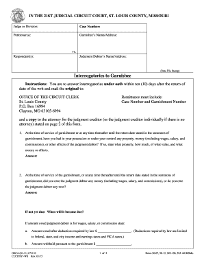 Fillable Online LOUIS COUNTY, MISSOURI Judge or Division: Case Number ...