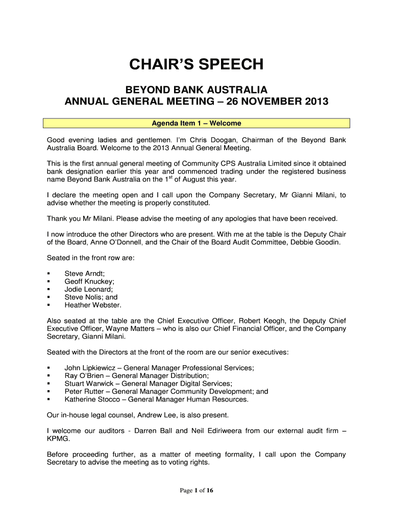 Fillable Online CHAIRS SPEECH Fax Email Print - pdfFiller