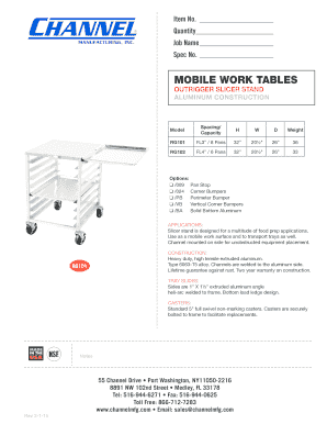 Fillable Online MOBILE WORK TABLES Fax Email Print - pdfFiller