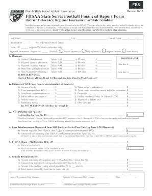 Fillable Online fhsaa FHSAA State Series Football Financial Report ...