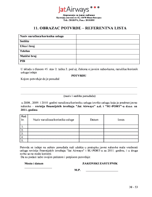 Referenc Lista Obrazac - Fill Online, Printable, Fillable, Blank ...