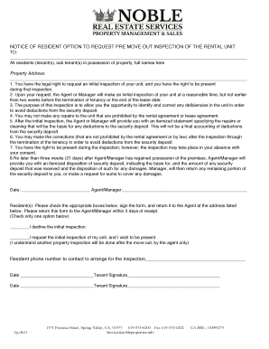 Fillable Online REQUEST PRE MOVE OUT INSPECTION -2docx Fax Email Print ...