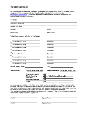 Fillable Online florida-traumvilla Rental contract - bfloridab ...