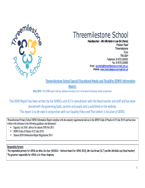 Fillable Online SEND Information Report 2015 ...