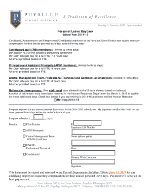 Fillable Online blogs puyallup k12 wa Personal Leave Buy Back request ...