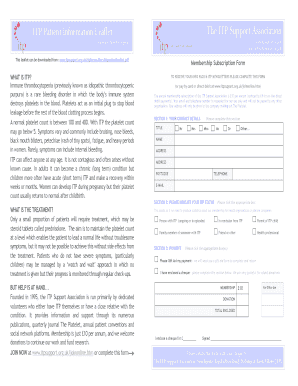 Fillable Online ITP Patient Information Leaflet The ITP Support ...