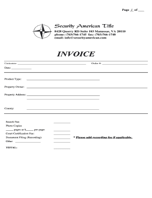 Fillable Online Invoice - Security American Title Fax Email Print ...