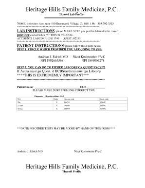 Fillable Online Thyroid Lab form Fax Email Print - pdfFiller