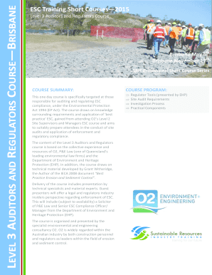 Fillable Online ESC Training Short Courses2015 Level 3 Auditors and Fax ...