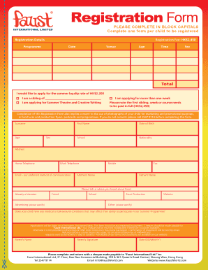 Fillable Online Registration Form - Faust International Fax Email Print ...
