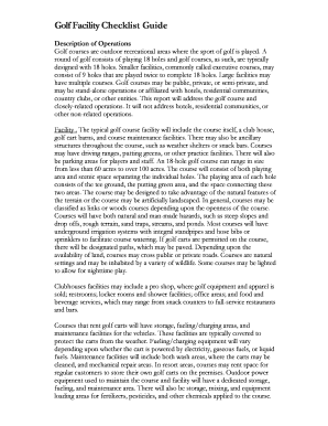 Fillable Online Golf Facility Checklist Guide Fax Email Print - pdfFiller