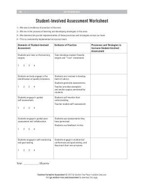 Fillable Online Student-Involved Assessment Worksheet Fax Email Print ...