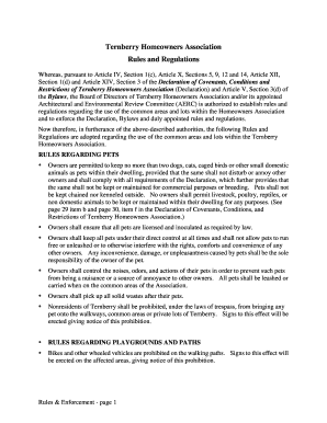 Fillable Online HOA Rules and Enforcement - Ternberry Homeowners ...