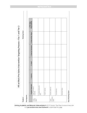 Fillable Online RTI at Work Pro-Solve Intervention Targeting ...