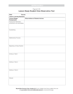Fillable Online Lesson Study Student Data Observation Tool Fax Email ...