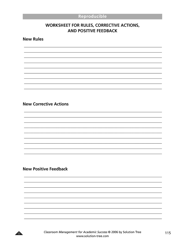 Fillable Online Worksheet for Rules Corrective Actions and Positive ...