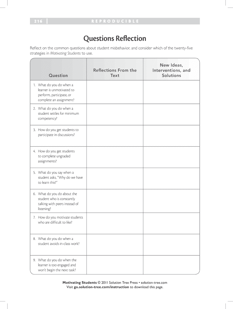 Fillable Online Questions Reflection Fax Email Print - pdfFiller
