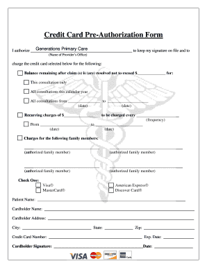 Fillable Online Credit Card Pre-Authorization Form - Generations ...