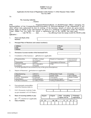 Fillable Online FORM VAT-A1 Fax Email Print - pdfFiller