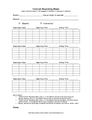 Fillable Online Interval Recording Sheet Fax Email Print - pdfFiller