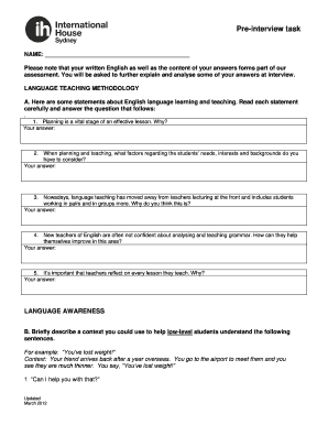 Fillable Online Language Awareness Task Fax Email Print - pdfFiller